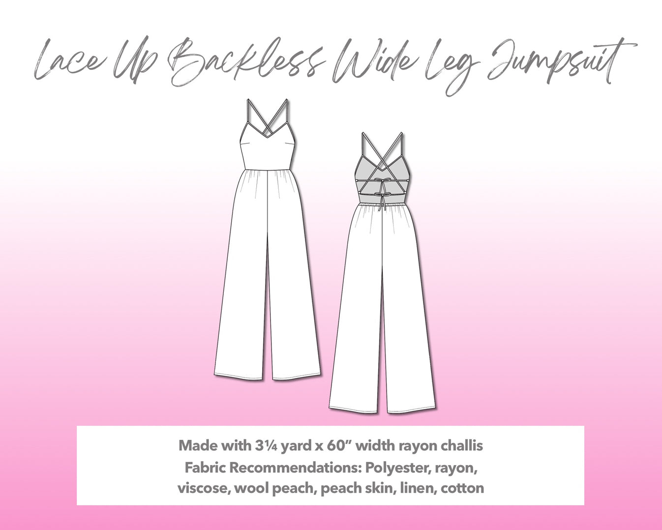 Lace Up Backless Wide Leg Jumpsuit Sewing Pattern – Patterns For Less