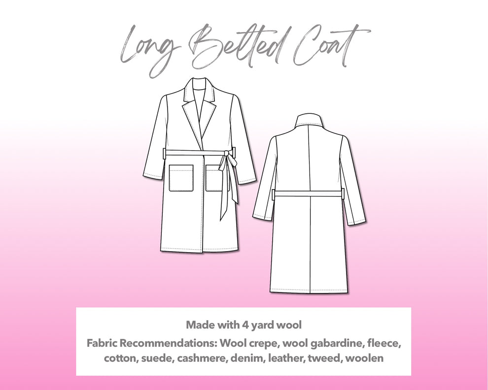 Long Belted Coat Sewing Pattern – Patterns For Less