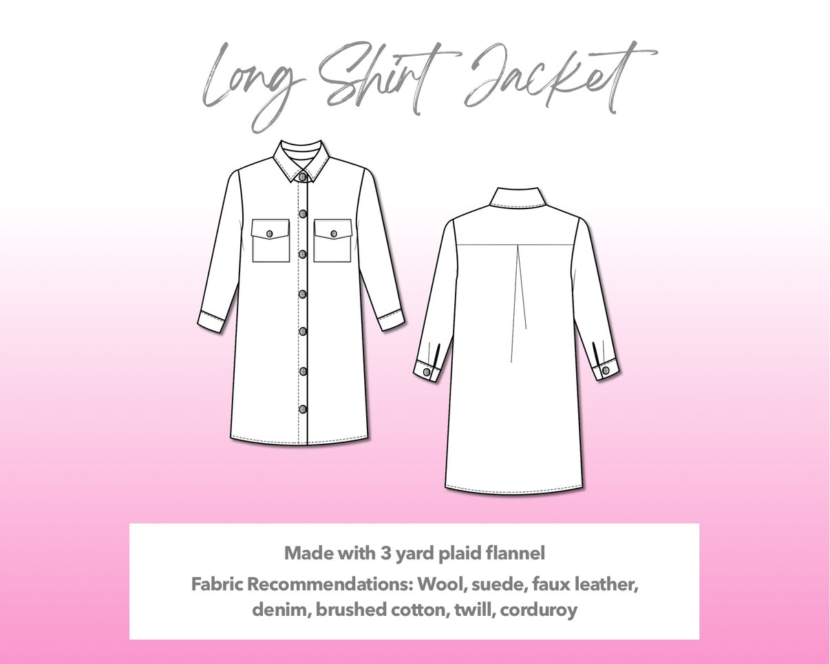 Long Shirt Jacket Sewing Pattern – Patterns For Less