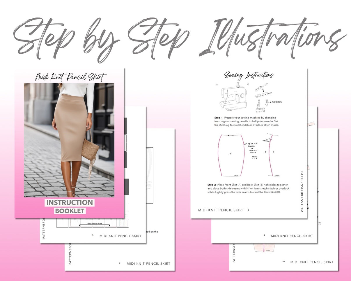 Midi Knit Pencil Skirt Sewing Pattern – Patterns For Less