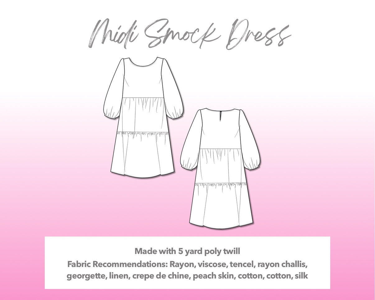 Midi Smock Dress Sewing Pattern – Patterns For Less