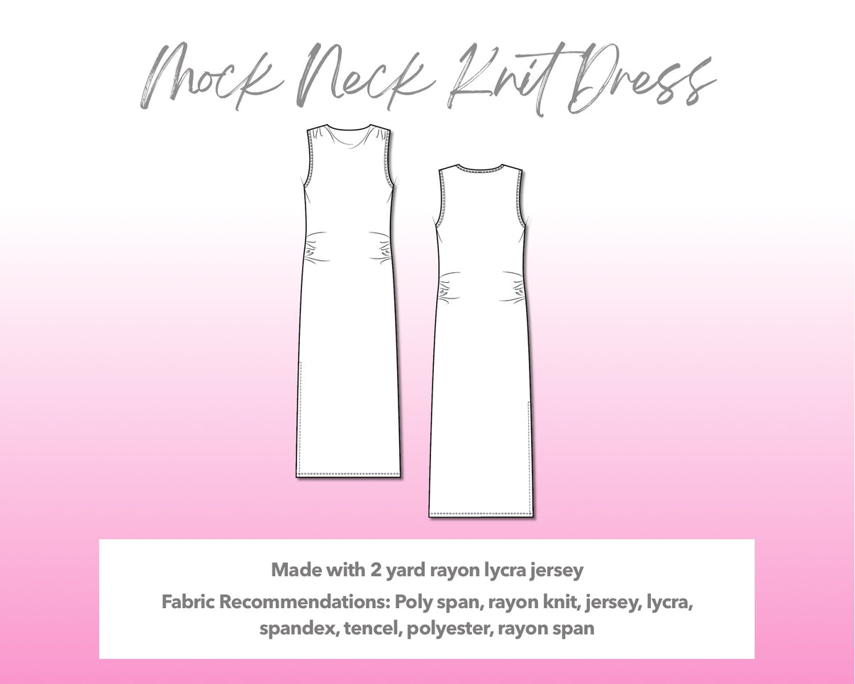 Mock Neck Knit Dress Sewing Pattern – Patterns For Less