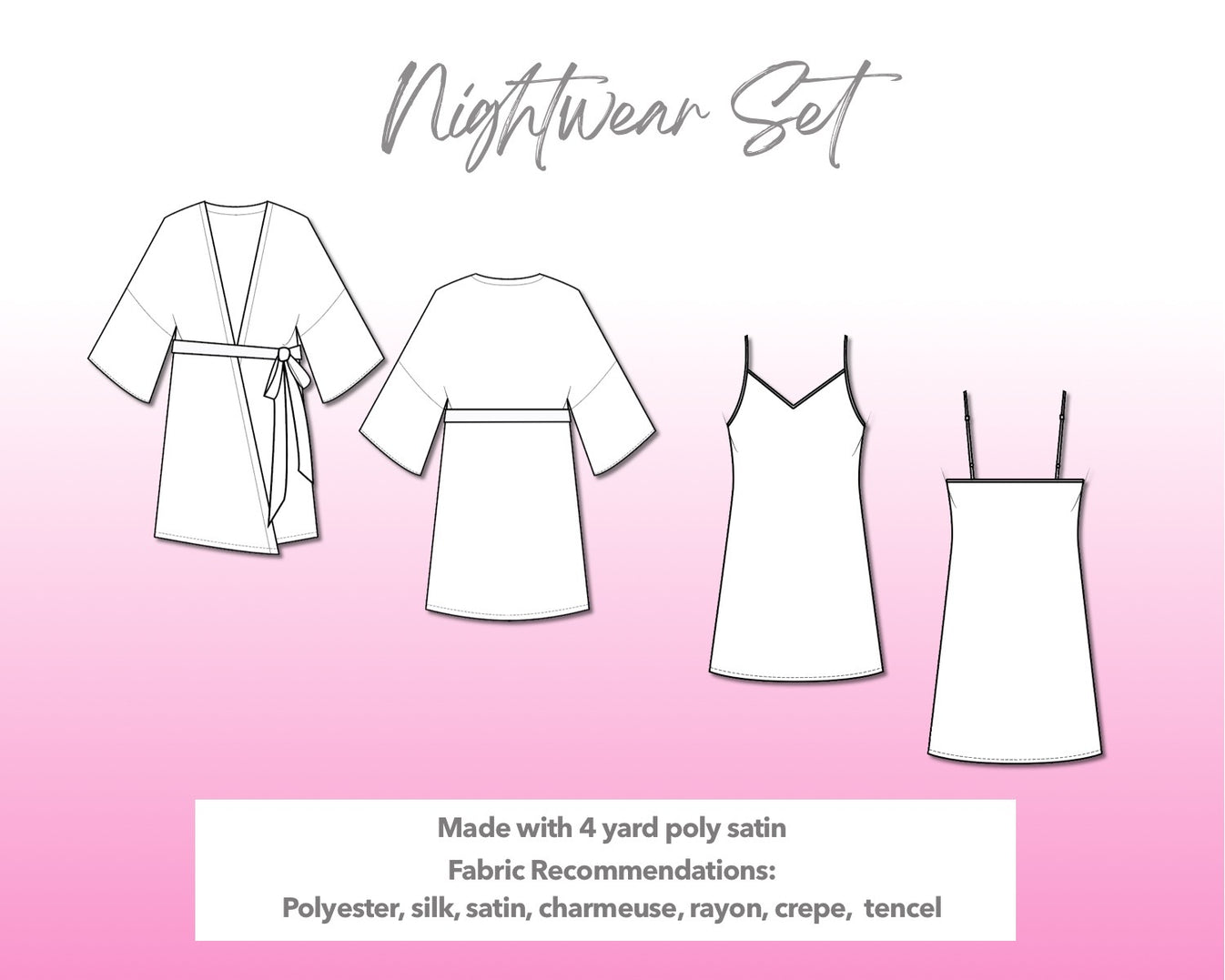 Robe and Slip Dress Nightwear Set Sewing Pattern – Patterns For Less