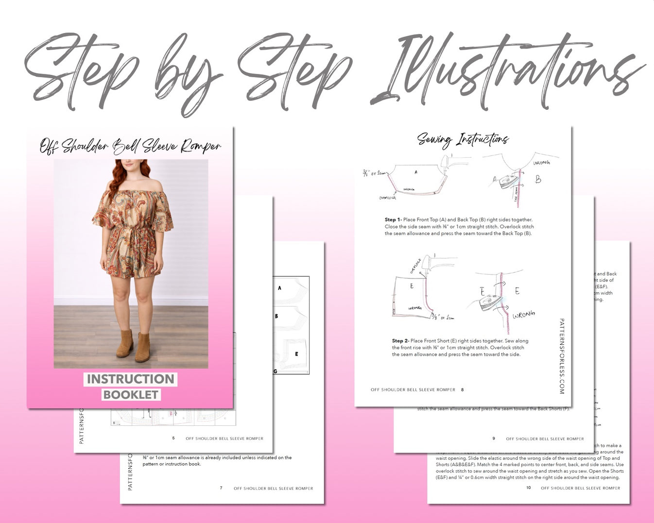 Off Shoulder Bell Sleeve Romper Sewing Pattern – Patterns For Less