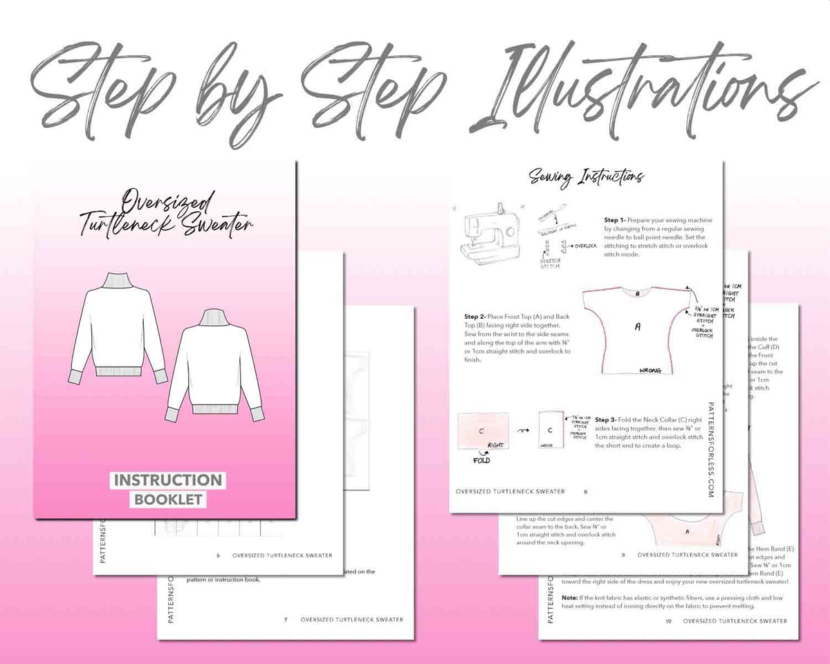Oversized Turtleneck Sweater Sewing Pattern – Patterns For Less