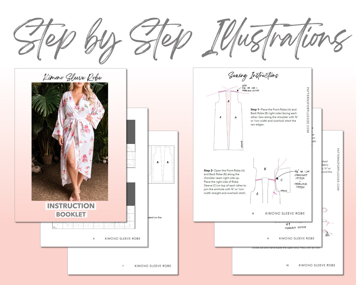 Plus Size Kimono Sleeve Robe Sewing Pattern – Patterns For Less
