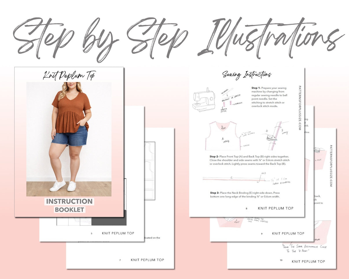 Plus Size Knit Peplum Top Sewing Pattern – Patterns For Less