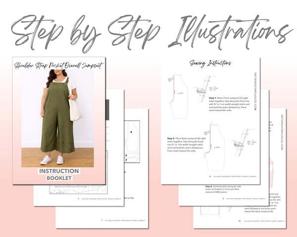 Plus Size Shoulder Strap Pocket Overall Jumpsuit Sewing Pattern ...