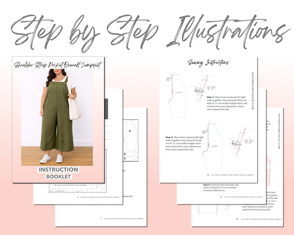 Plus Size Shoulder Strap Pocket Overall Jumpsuit Sewing Pattern ...