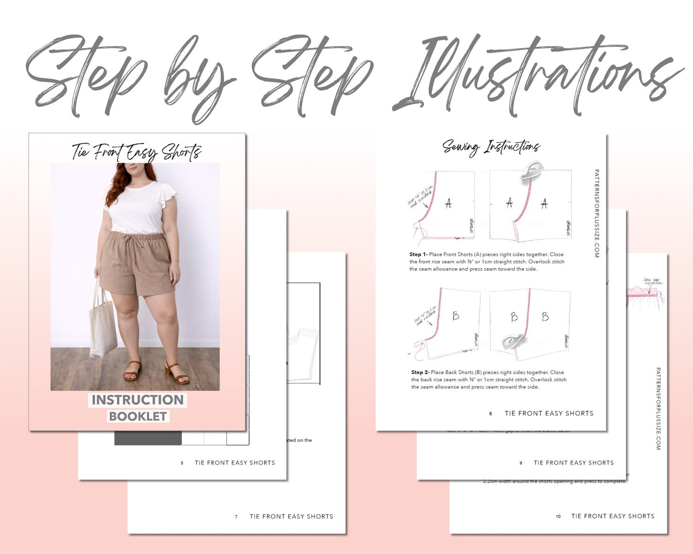 Plus Size Tie Front Easy Shorts Sewing Pattern – Patterns For Less