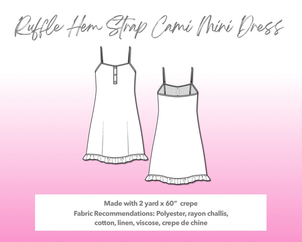 Ruffle Hem Strap Cami Mini Dress Sewing Pattern – Patterns For Less