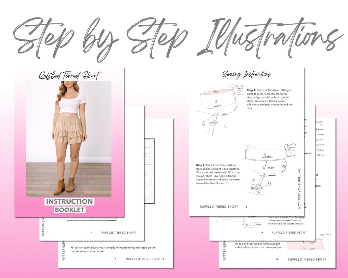 Ruffled Tiered Skort Sewing Pattern – Patterns For Less
