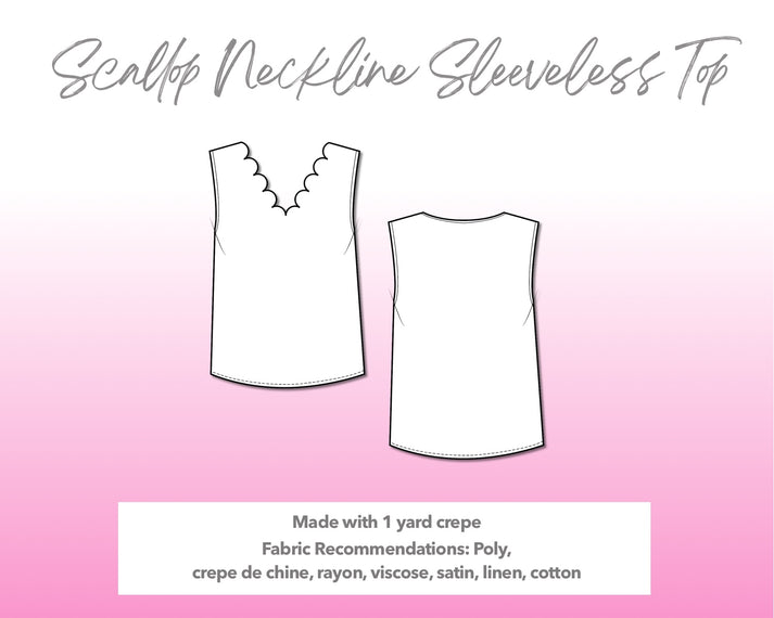 Scallop Neckline Sleeveless Top Sewing Pattern – Patterns For Less