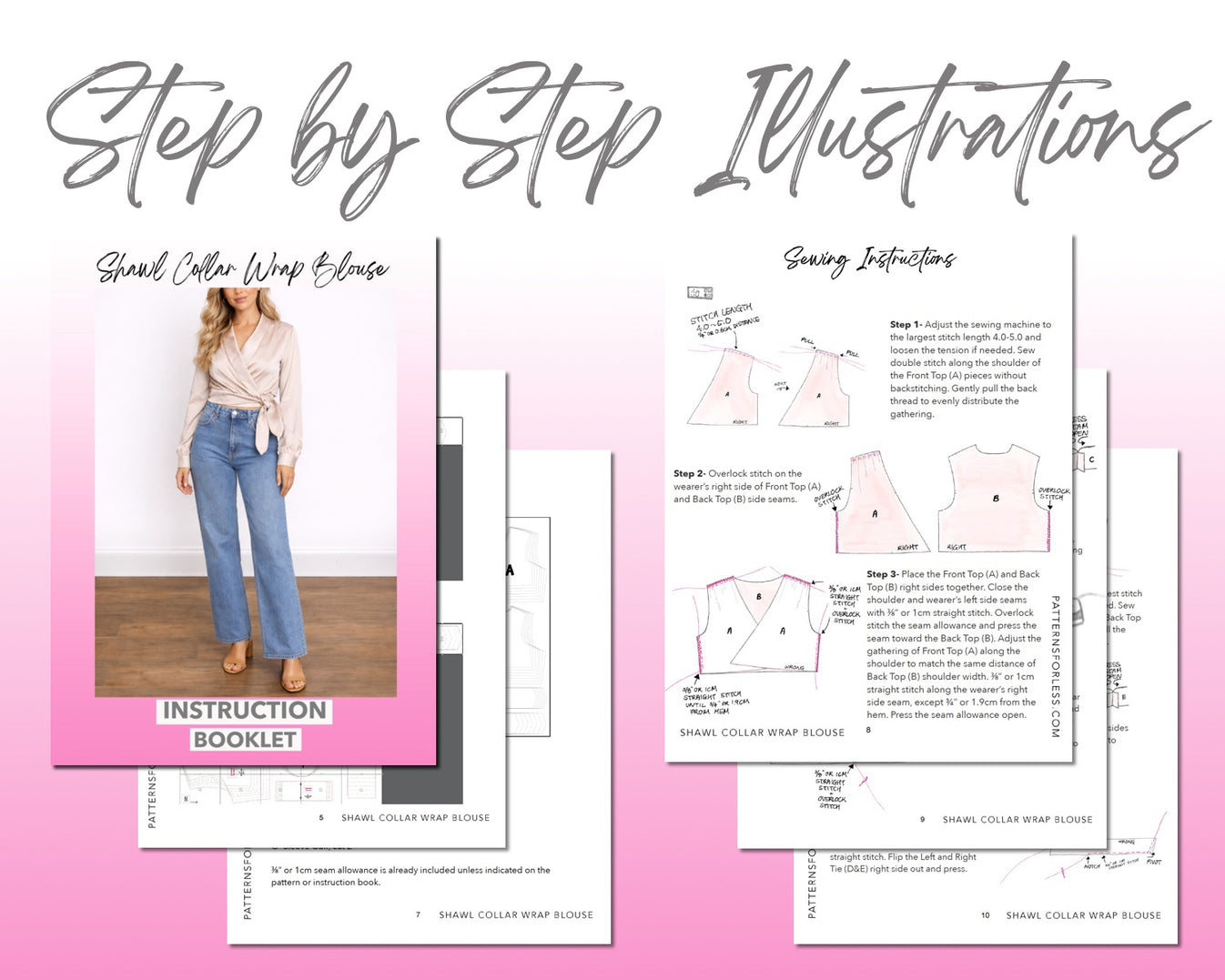 Shawl Collar Wrap Blouse Sewing Pattern – Patterns For Less