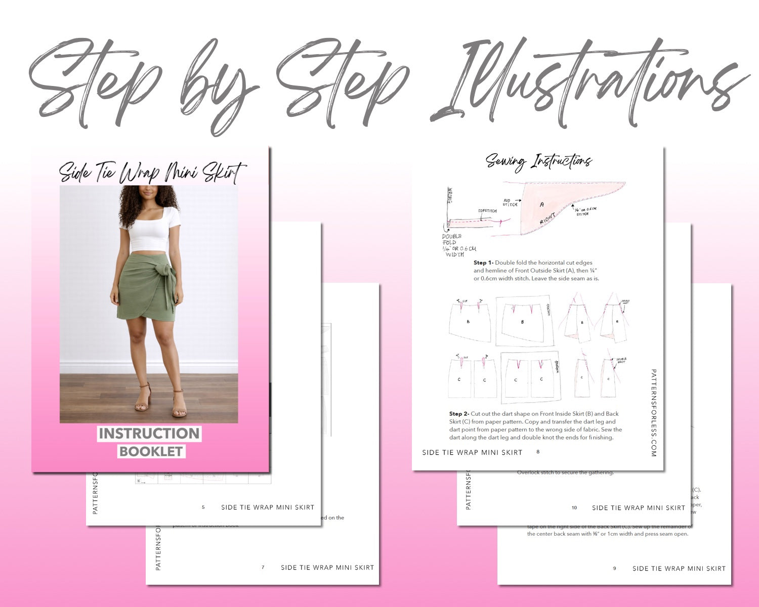 Knot Side Wrap Mini Skirt Sewing Pattern – Patterns For Less