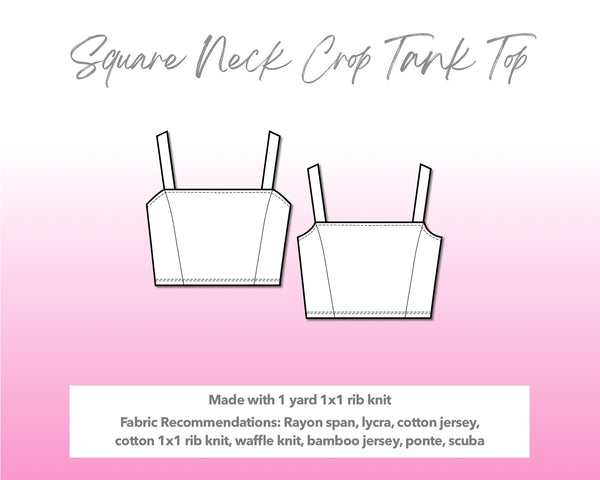 Square Neck Crop Tank Top Sewing Pattern – Patterns For Less