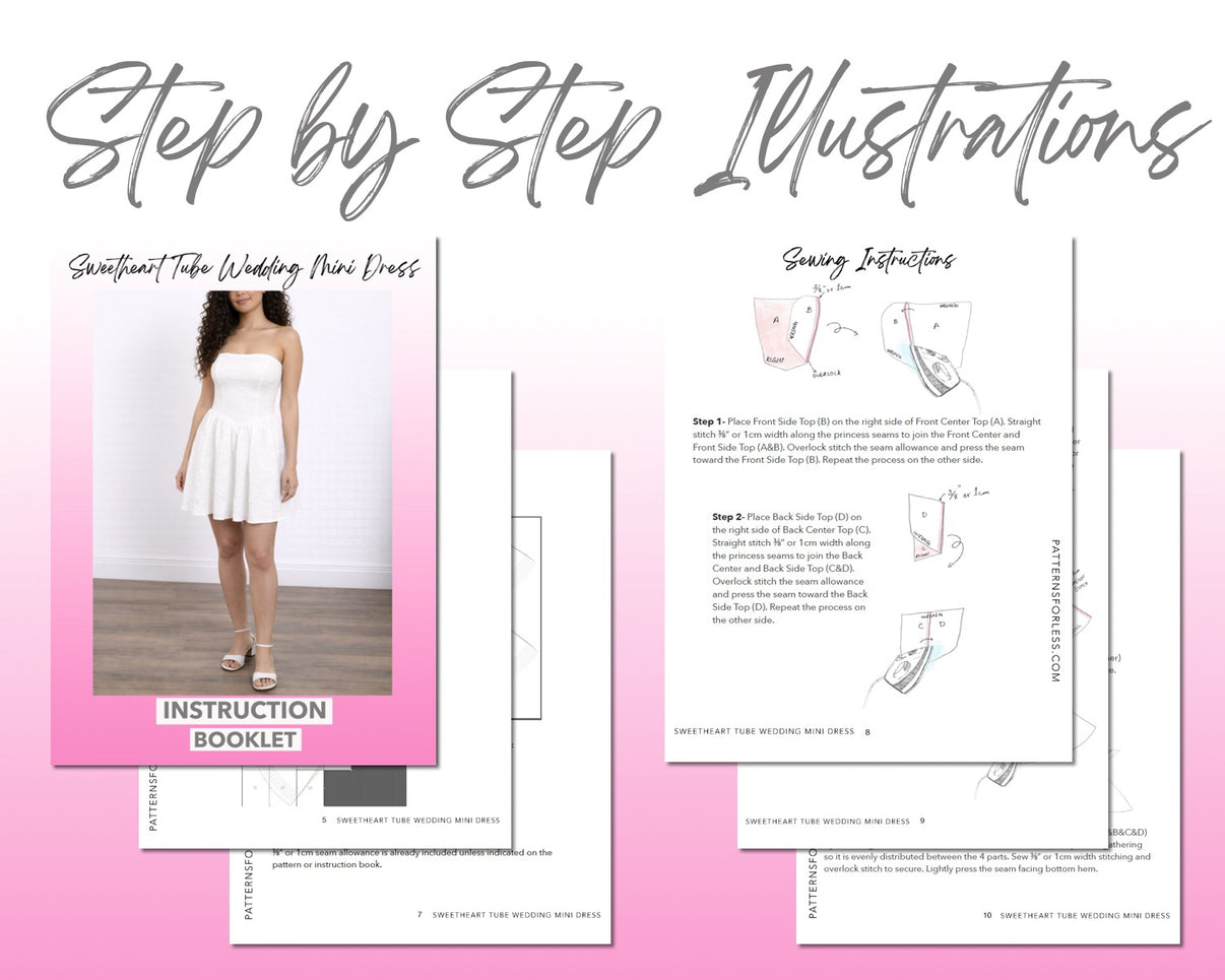 Sweetheart Tube Wedding Mini Dress Sewing Pattern – Patterns For Less