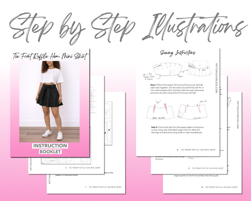 Tie Front Ruffle Hem Mini Skirt Sewing Pattern – Patterns For Less