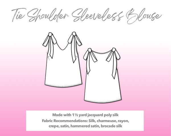 Tie Shoulder Sleeveless Blouse Sewing Pattern – Patterns For Less