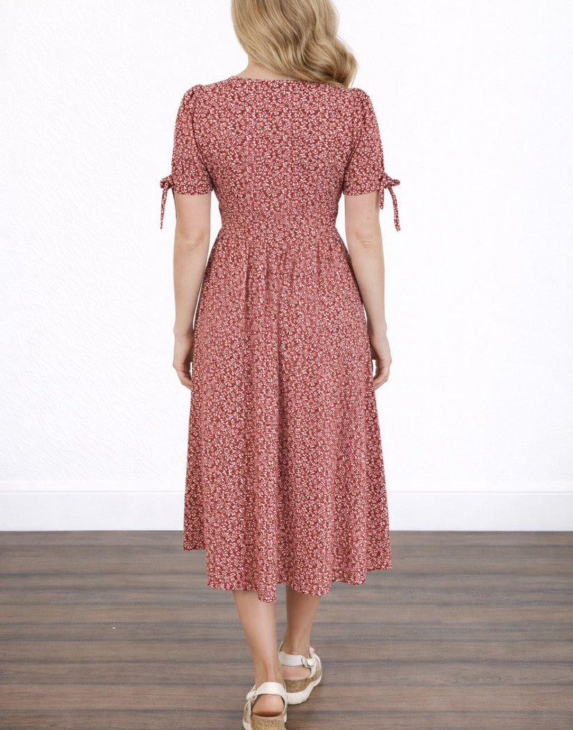 Tie Sleeve Button Front Midi Dress Sewing Pattern – Patterns For Less