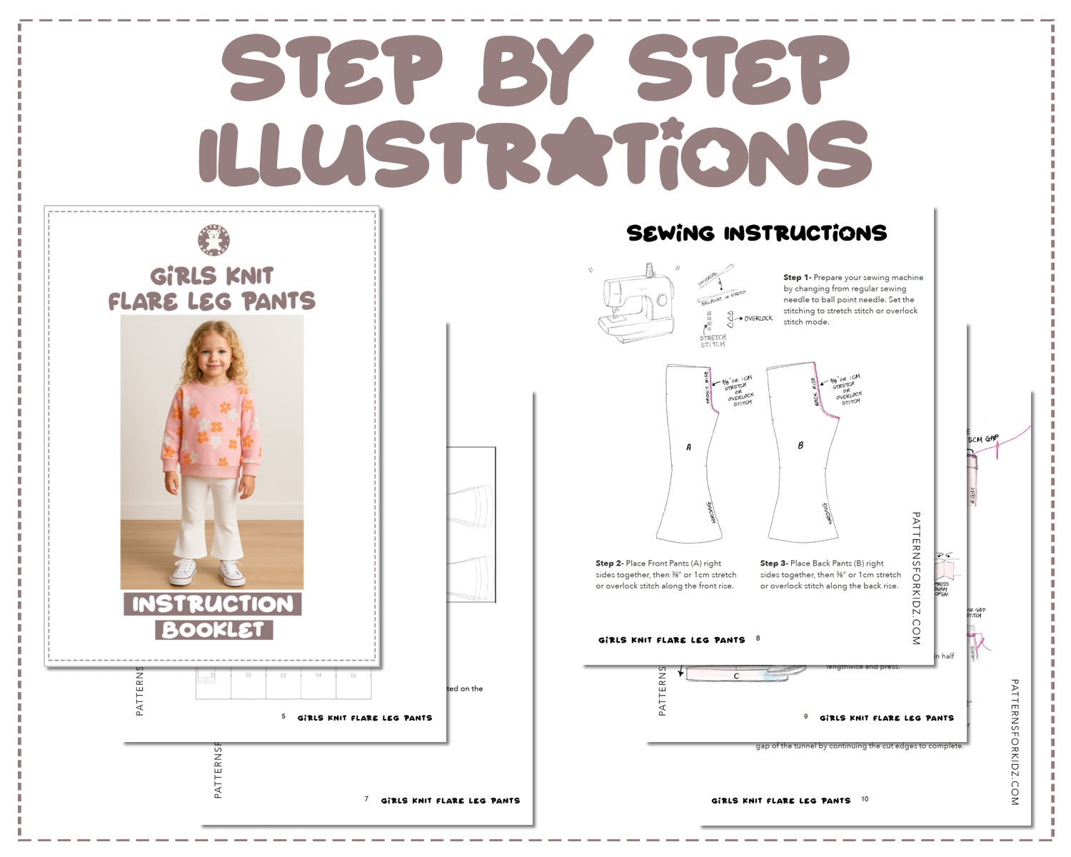 Girls Knit Flare Leg Pants Sewing Pattern – Patterns For Less