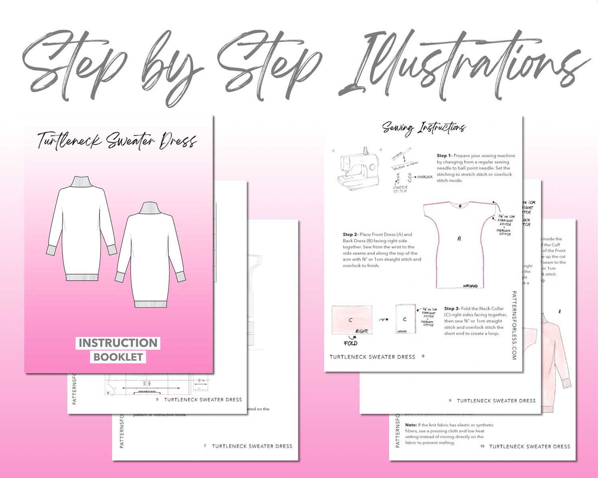 Turtleneck Sweater Dress Sewing Pattern – Patterns For Less