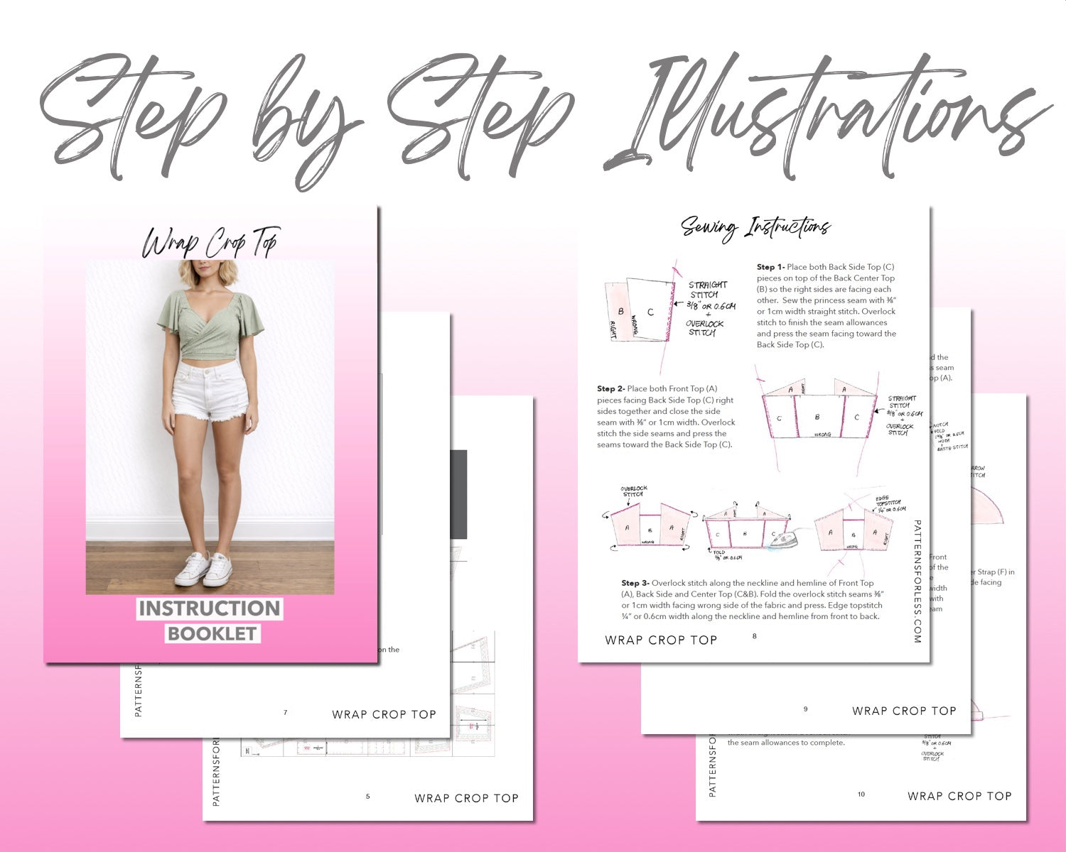 Sweetheart Neck Wrap Crop Top Sewing Pattern – Patterns For Less