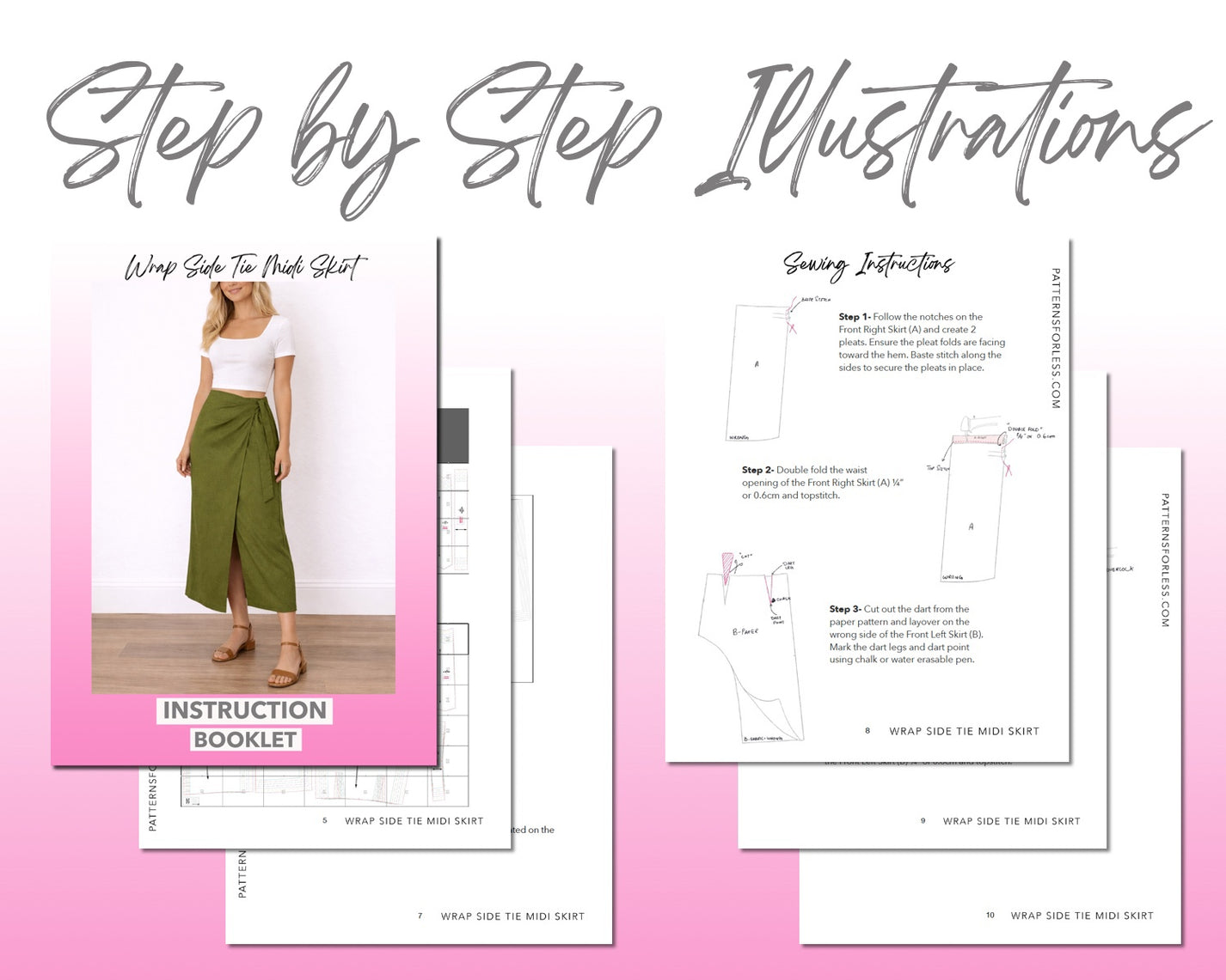 Wrap Side Tie Midi Skirt Sewing Pattern – Patterns For Less